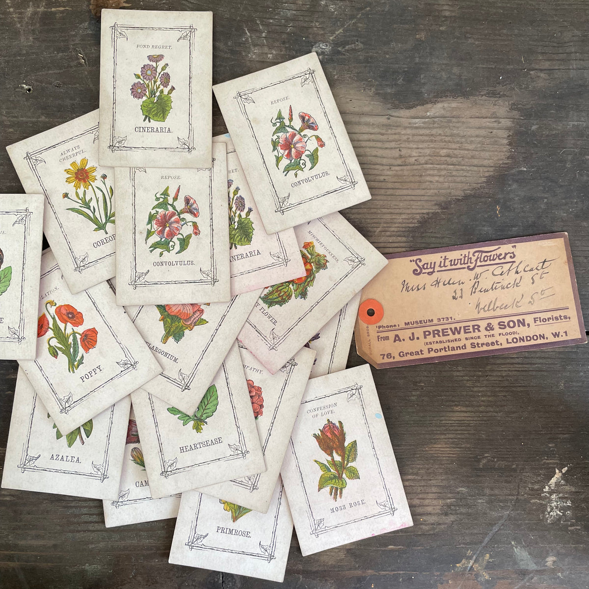 Antique Victorian Floral Love Token Cards – No.4 Vintage