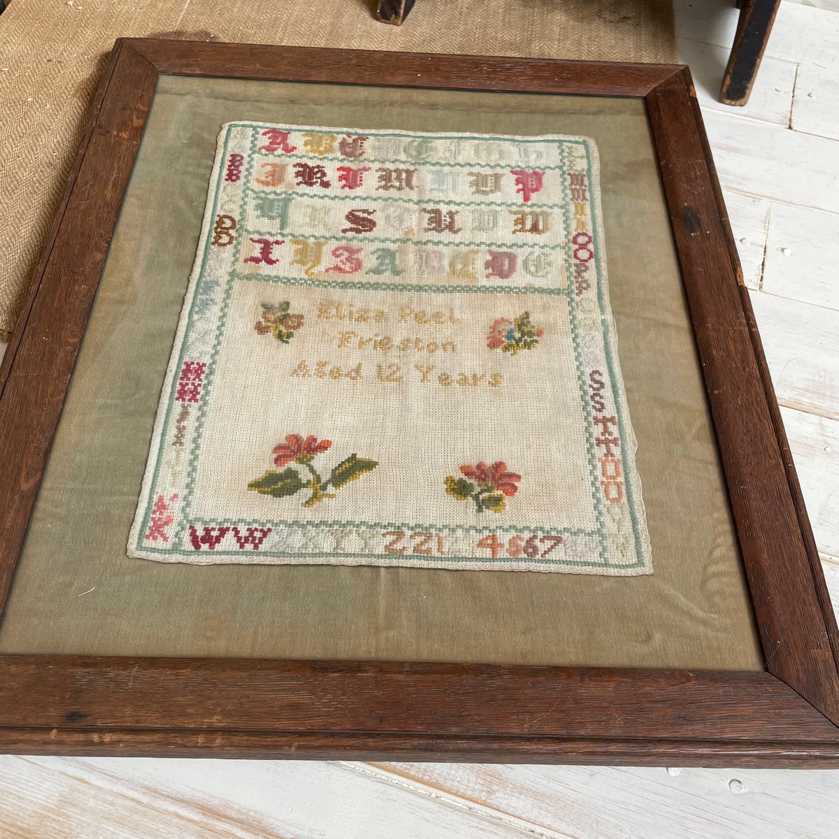 Antique Early Framed Victorian Sampler – No.4 Vintage