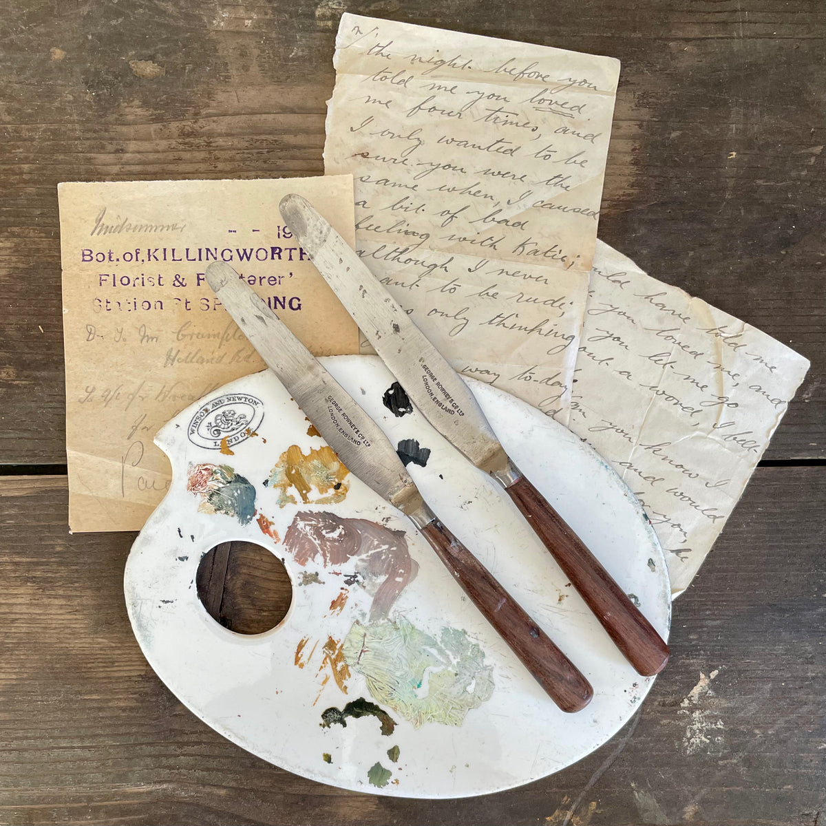 Two Antique George Rowney Painters Knives – No.4 Vintage