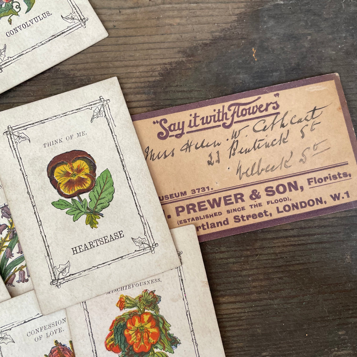 Antique Victorian Floral Love Token Cards – No.4 Vintage