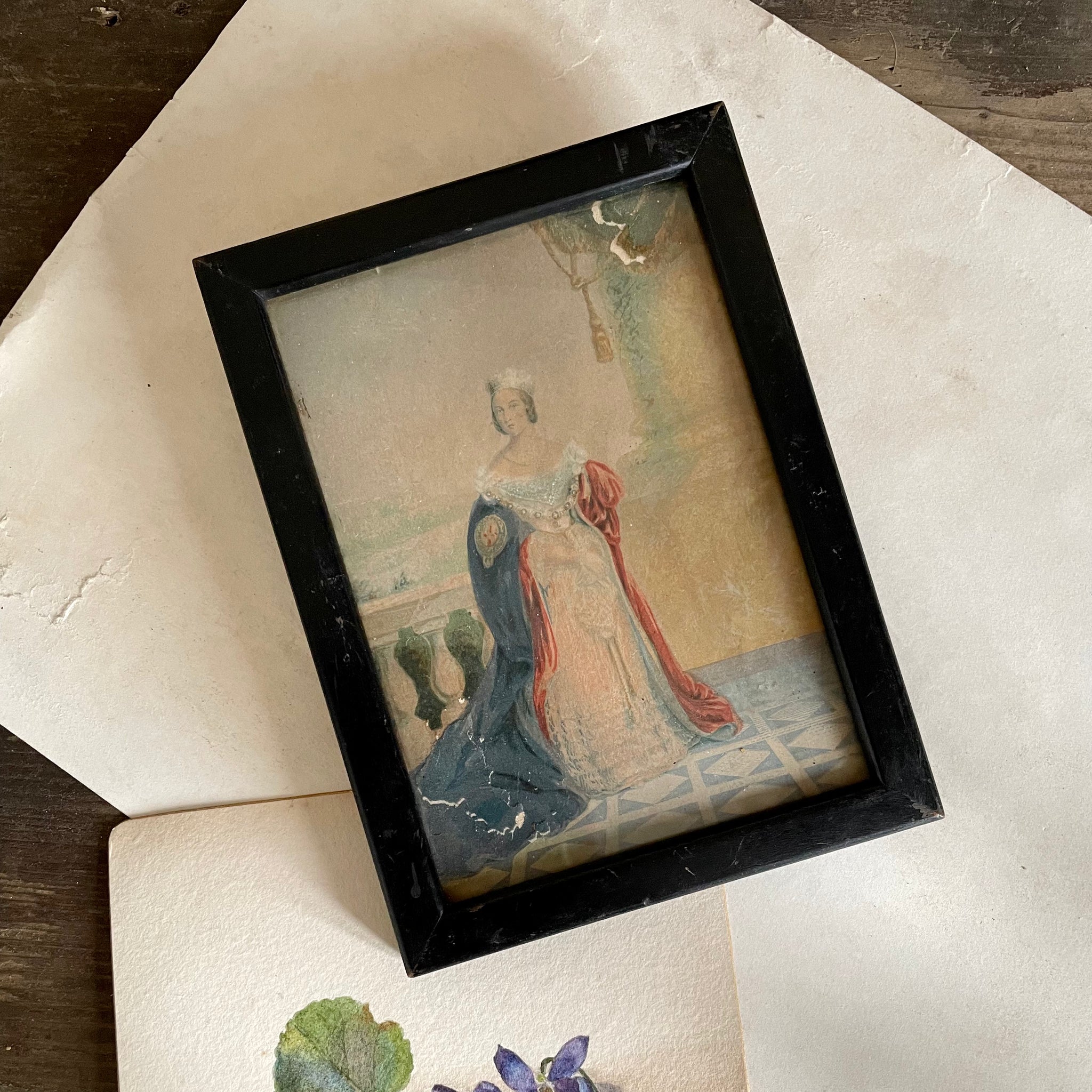 Antique Queen Victoria Watercolour Painting – No.4 Vintage Antique Queen Victoria Watercolour Painting – No.4 Vintage